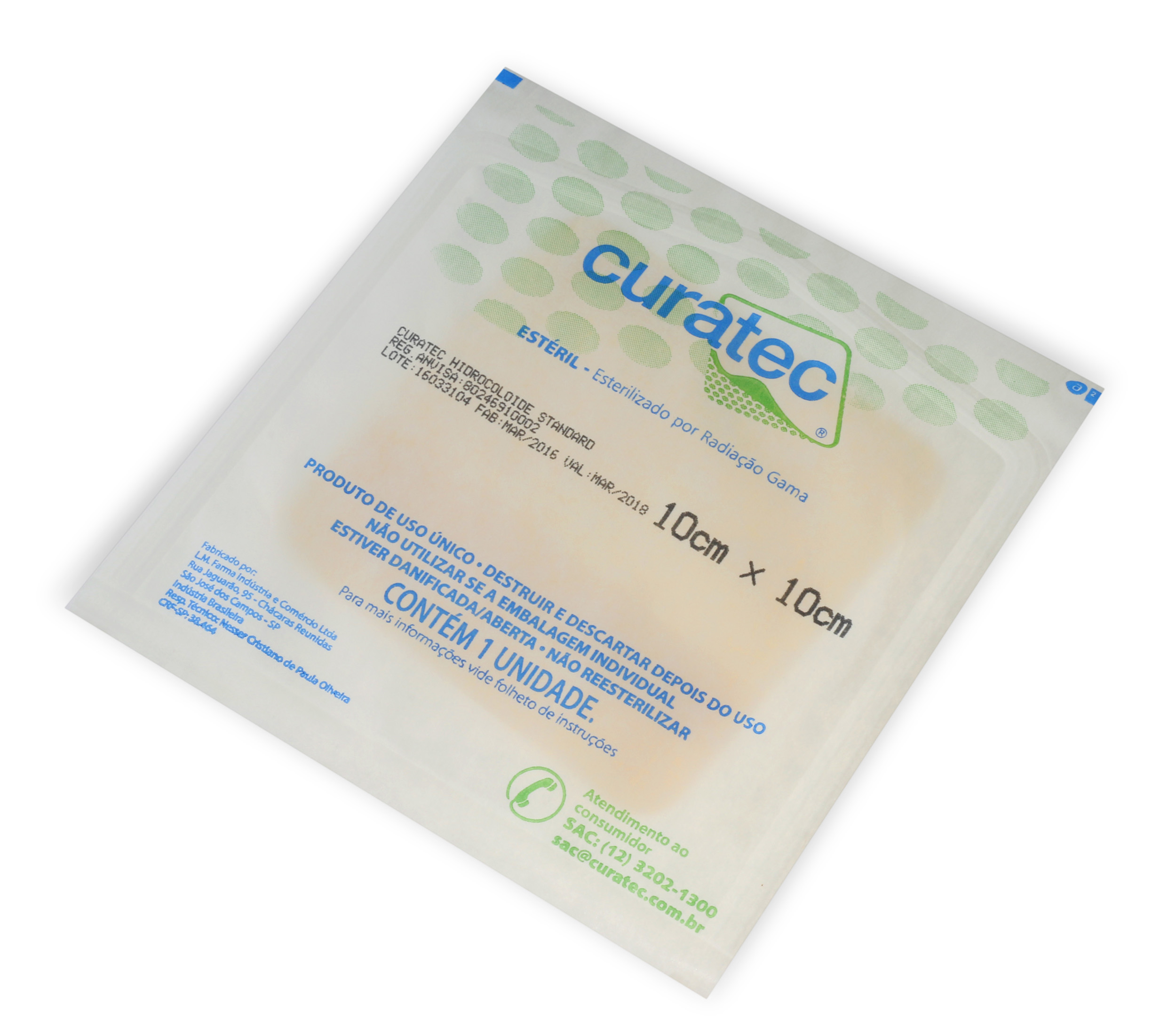 Curativo Hidrocolóide Standard 10x10cm Curatec