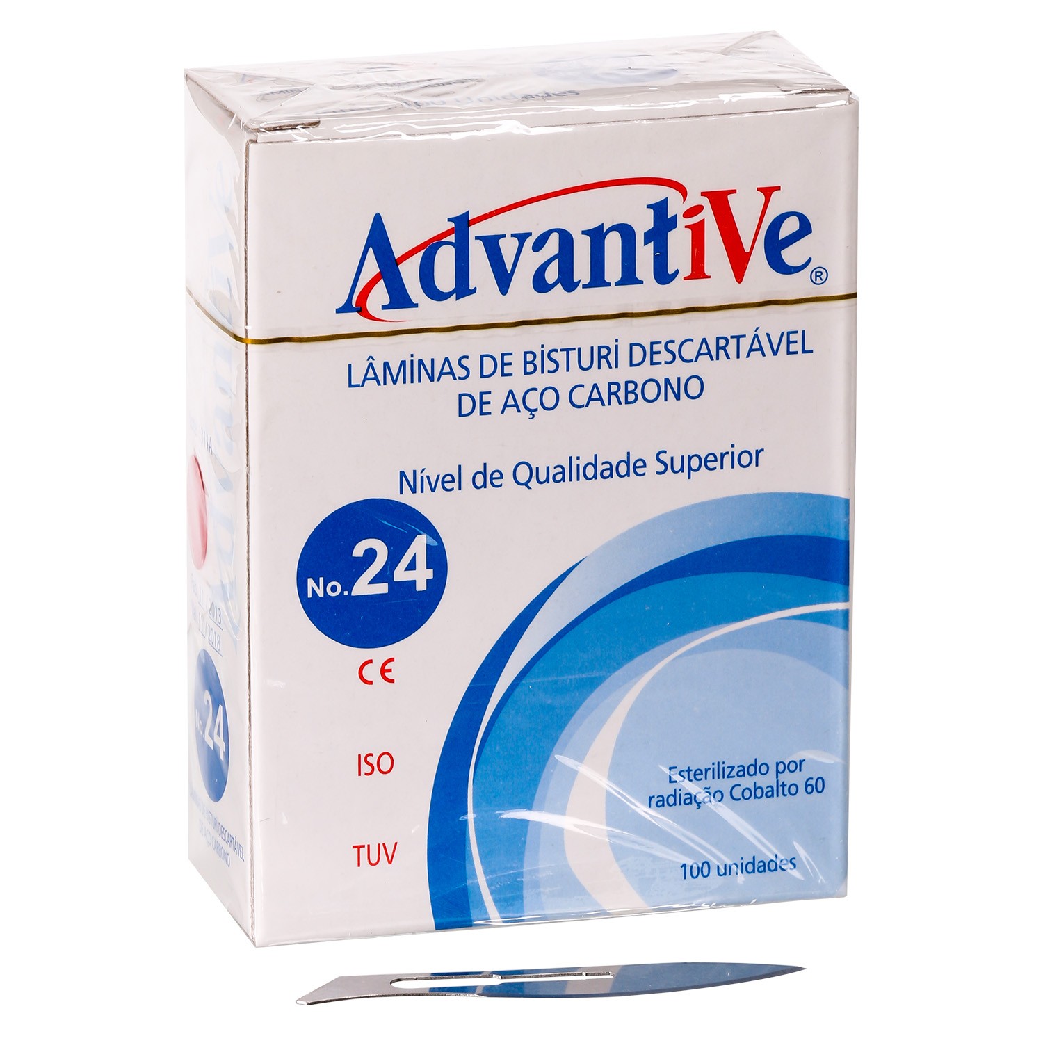 Bisturi nº 24 Lâmina Aço Carbono c/100 Advantive